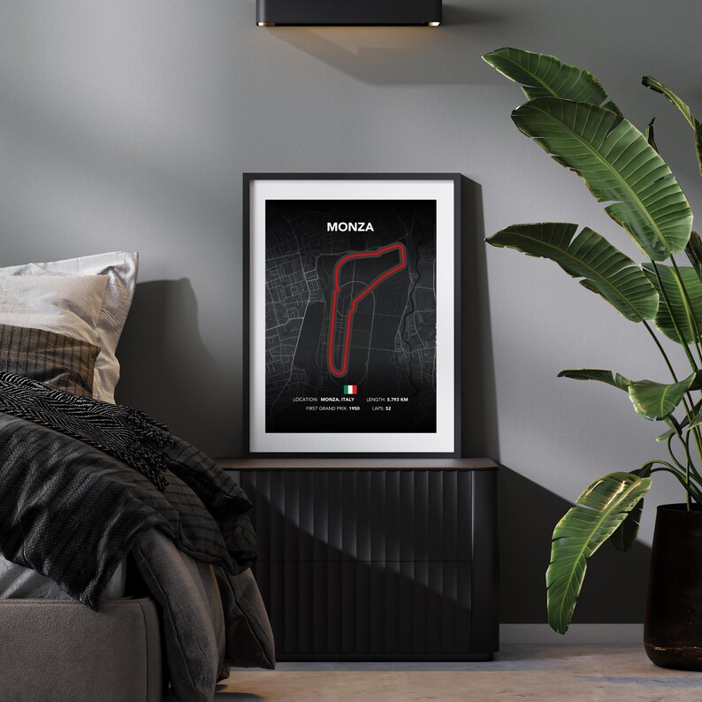 Monza F1 Circuit Poster Digital Download, Italy Track Map, Formula 1 ...