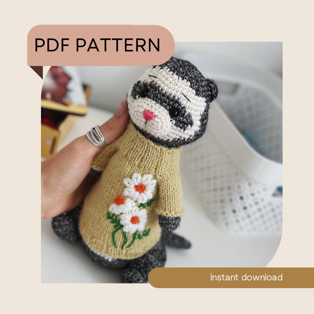 Crochet PDF Pattern Ferret Hugo Toy by Nelly Handmade - Etsy