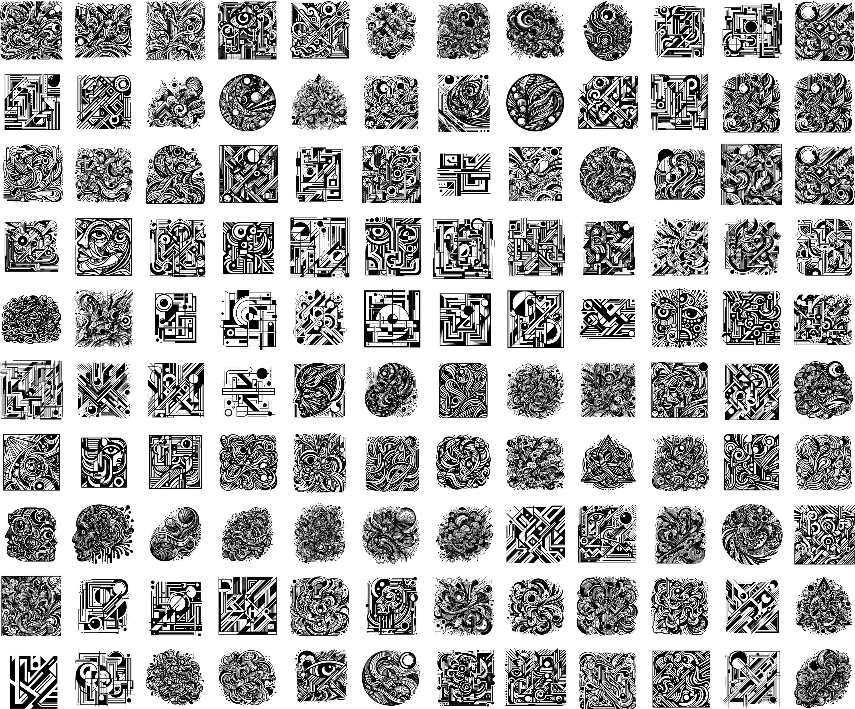 Abstract SVG Bundle, 120 Geometric and Artistic Abstract PNG Designs ...