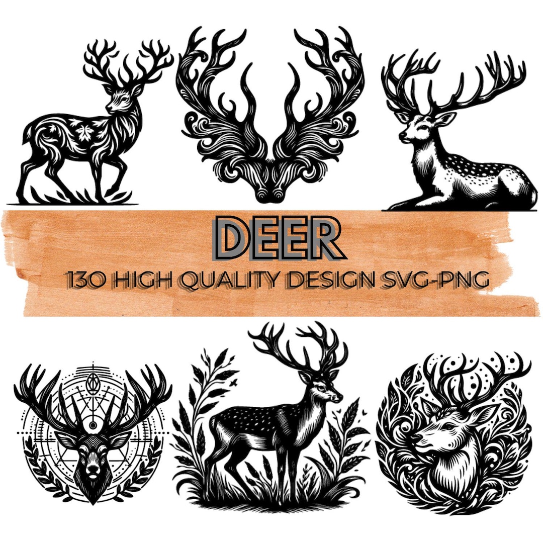 130 Deer SVG Bundle, Deer Antler Clipart, Woodland Animal PNG, Forest ...