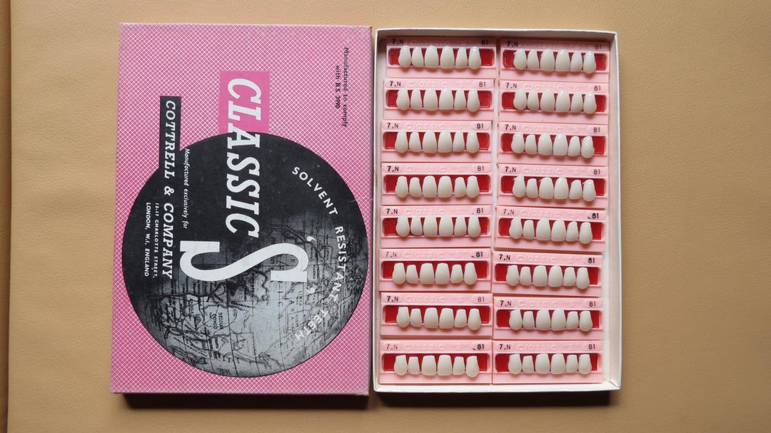 Vintage Denture Teeth Bulk Set of 96 Teeth Upper Anteriors Acrylic ...