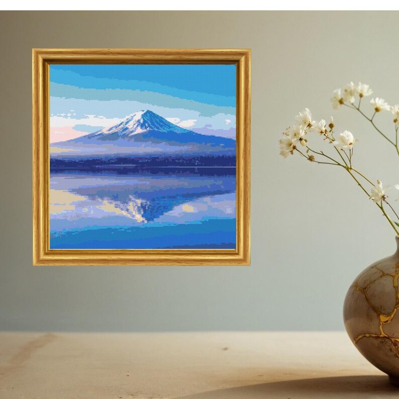 Mount Fuji Cross Stitch Pattern: Japanese Scenery Art (PDF) - Etsy