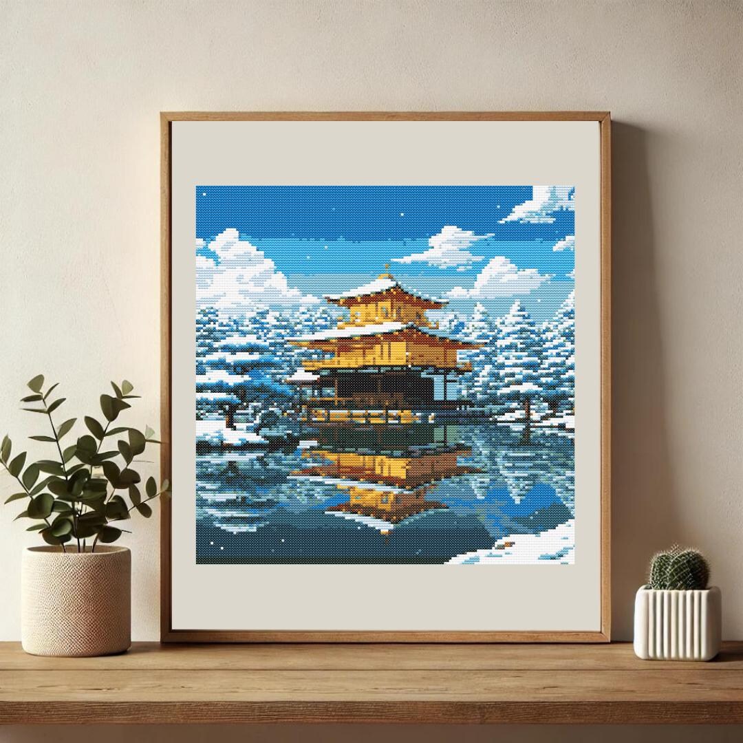 Japan Cross Stitch Pattern Pdf | Kinkakuji Castle Cross Stitch Designs ...