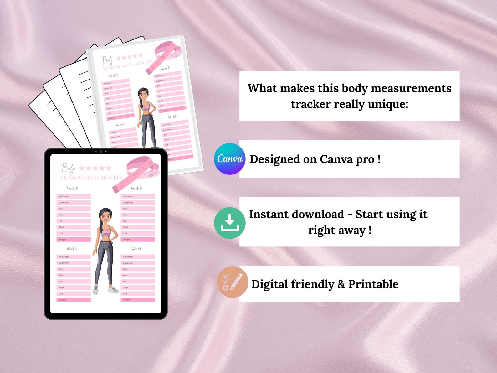 Weekly Body Measurements Printable Tracker, Fitness Tracker, Body Size ...