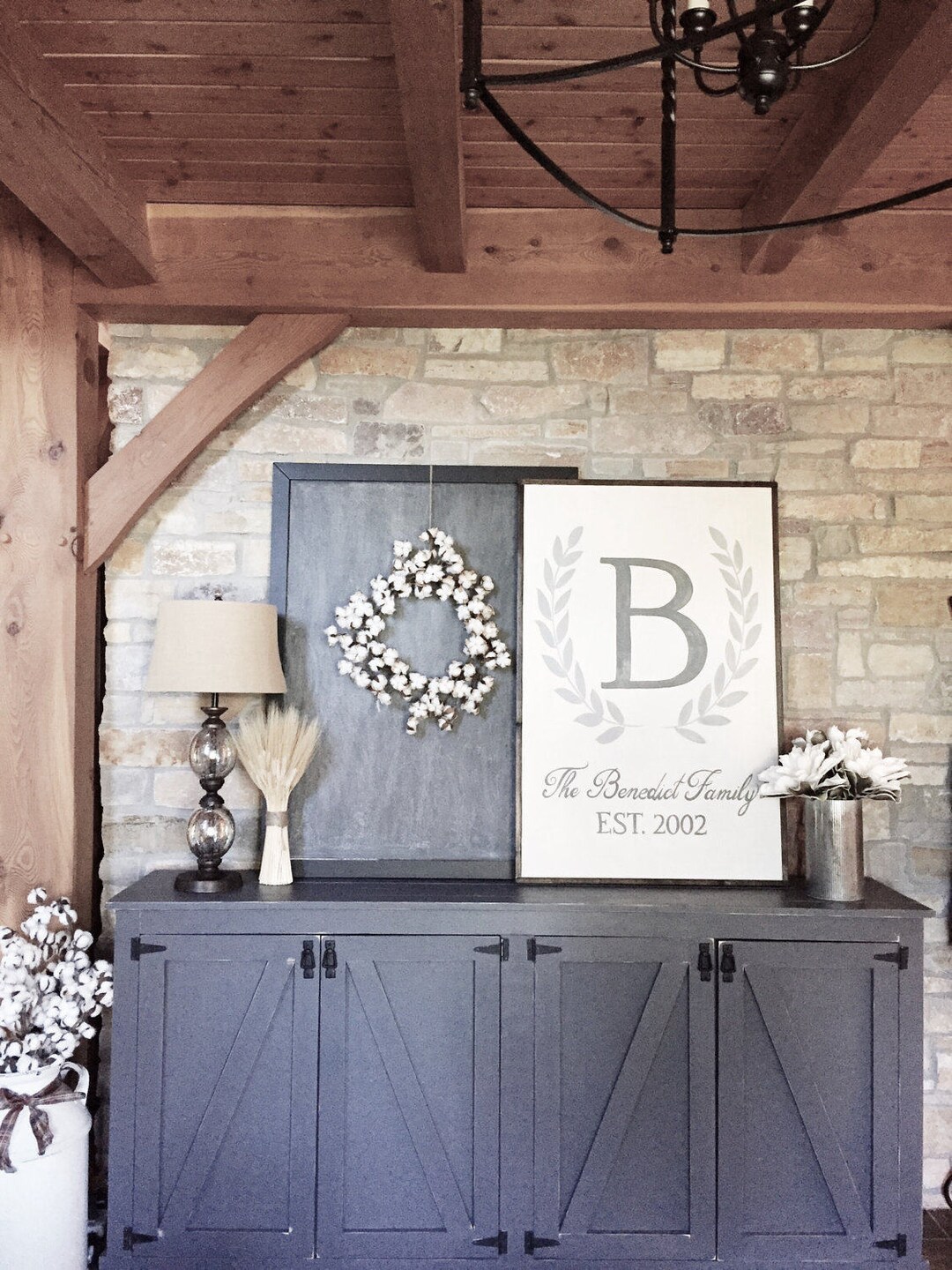 Custom Monogram Last Name Wood Sign - Hand Painted Wall Art - No ...