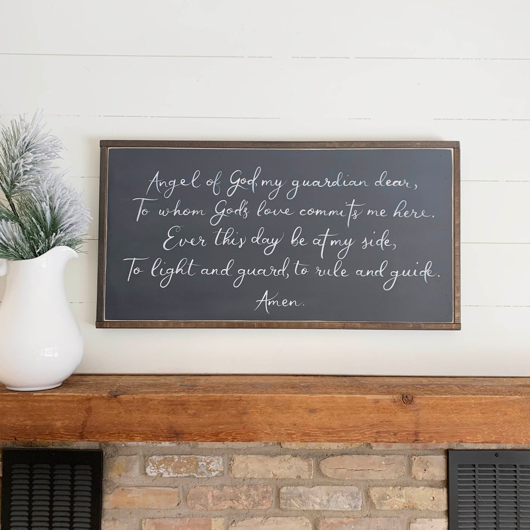 Angel of God My Guardian Dear Wood Sign Hand Painted Wall Art No ...