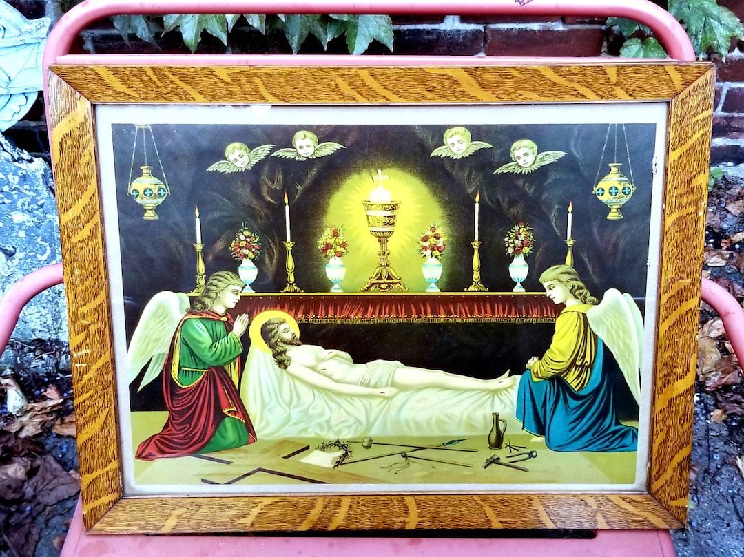Holy Grave of Christ Early 1900s Antique German Lithograph Victorian ...