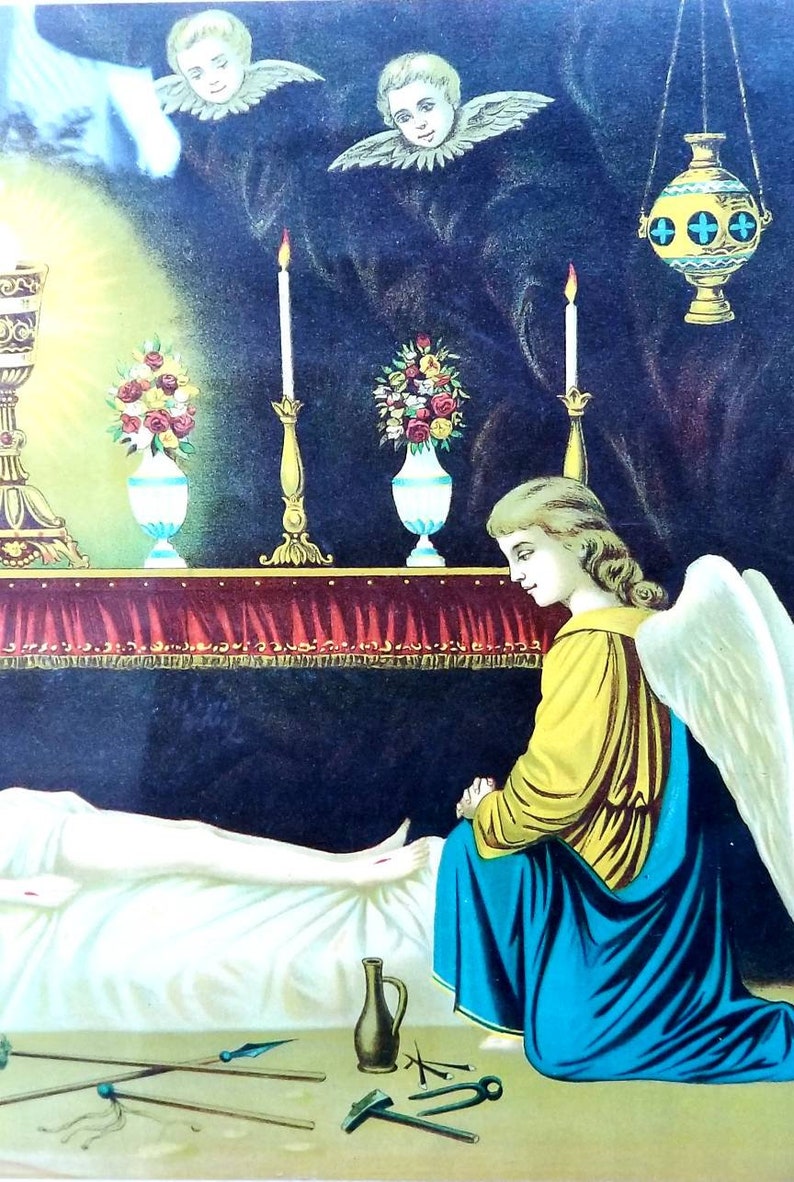 Holy Grave of Christ Early 1900s Antique German Lithograph Victorian ...