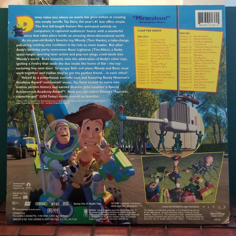 1997 Toy Story Laserdisc Letterbox Format Tom Hanks, Tim Allen, Don ...