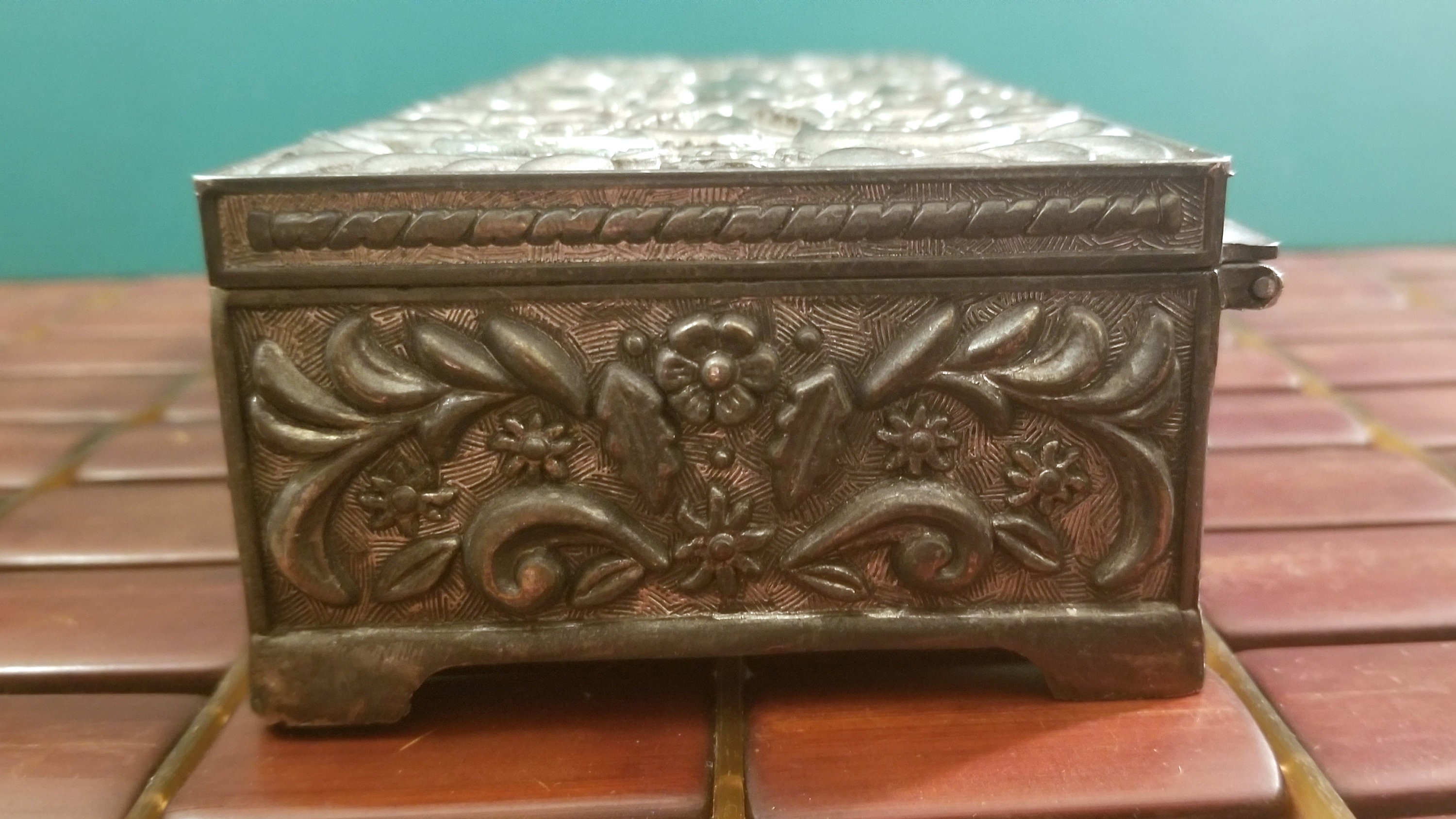 Vintage 1992 Godinger Silver-plate Trinket Jewelry Box Engraved Vine ...
