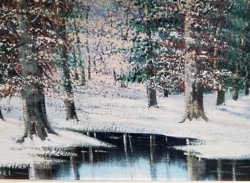 Alice Noel Signed Winter Forest Landscape Oil Painting on Canvas 19"x15 ...