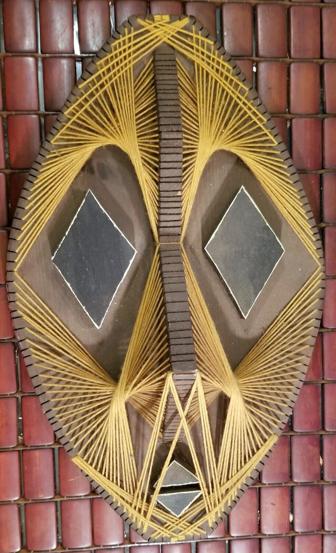 Vintage Midcentury String Art 3D African Tribal Mask Wall Art 18.5"x12 ...