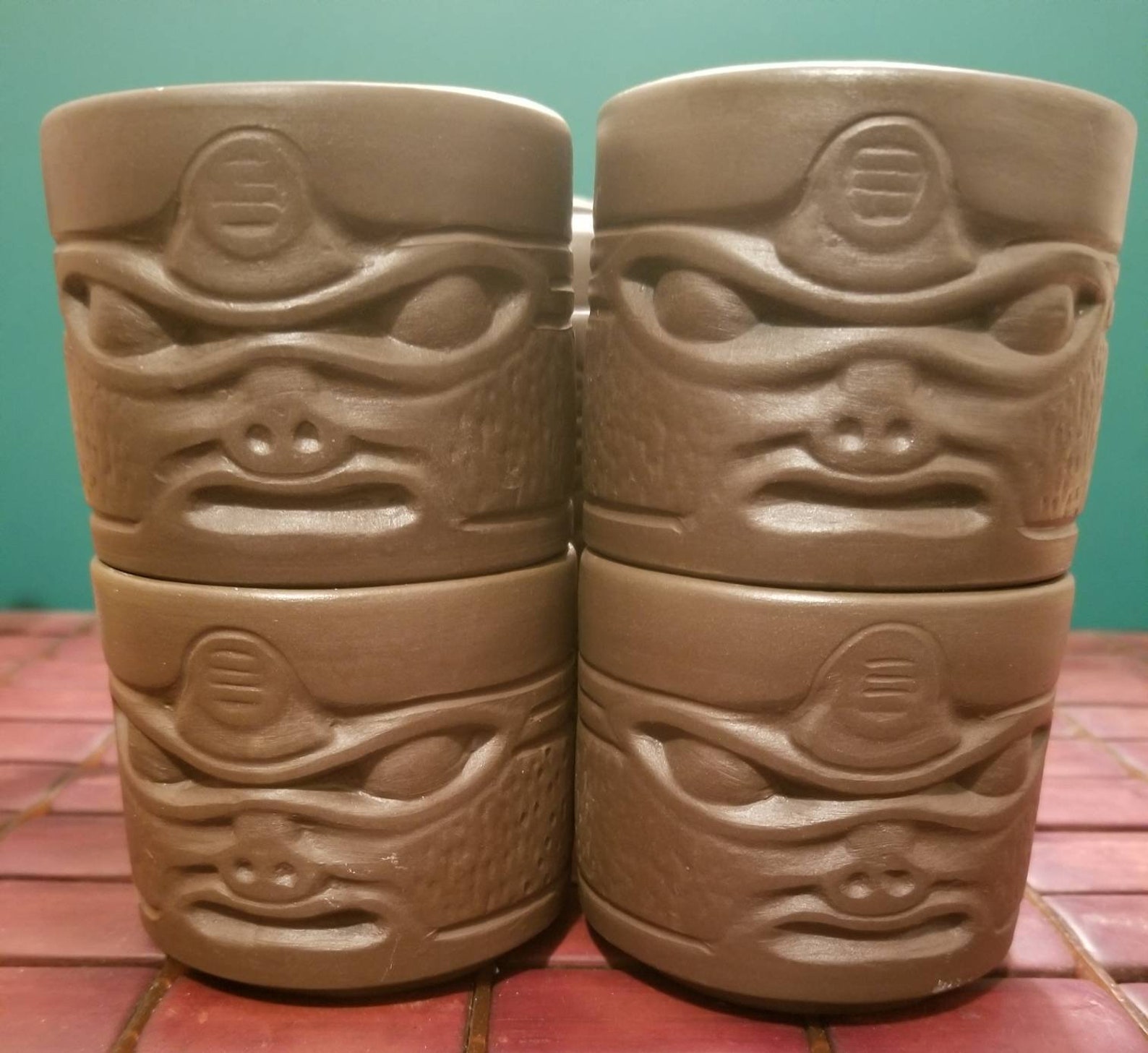 Vintage Zisha Two-faced Tiki Tea Set Teapot Lid & 4 Cups Book of Tiki ...