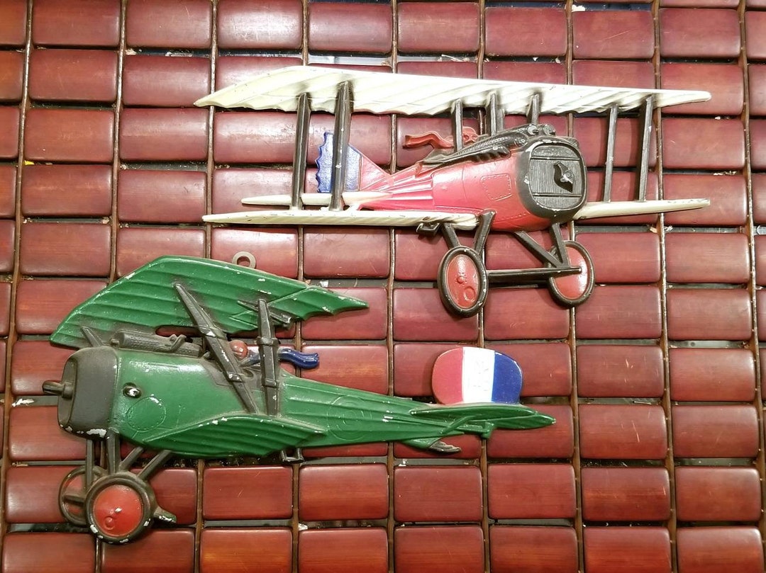 1975 WWI Metal Biplanes Wall Art Cast Metal Vintage Retro Fighter ...