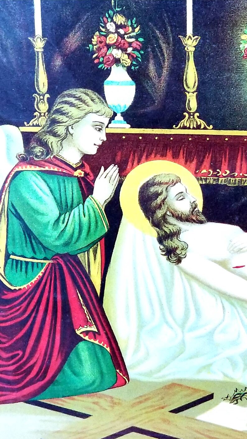 Holy Grave of Christ Early 1900s Antique German Lithograph Victorian ...