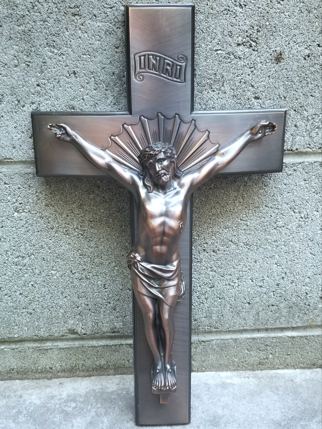 Vintage Parsons Curved Bronze Crucifix Casket Topper 15.75"x9" - Etsy