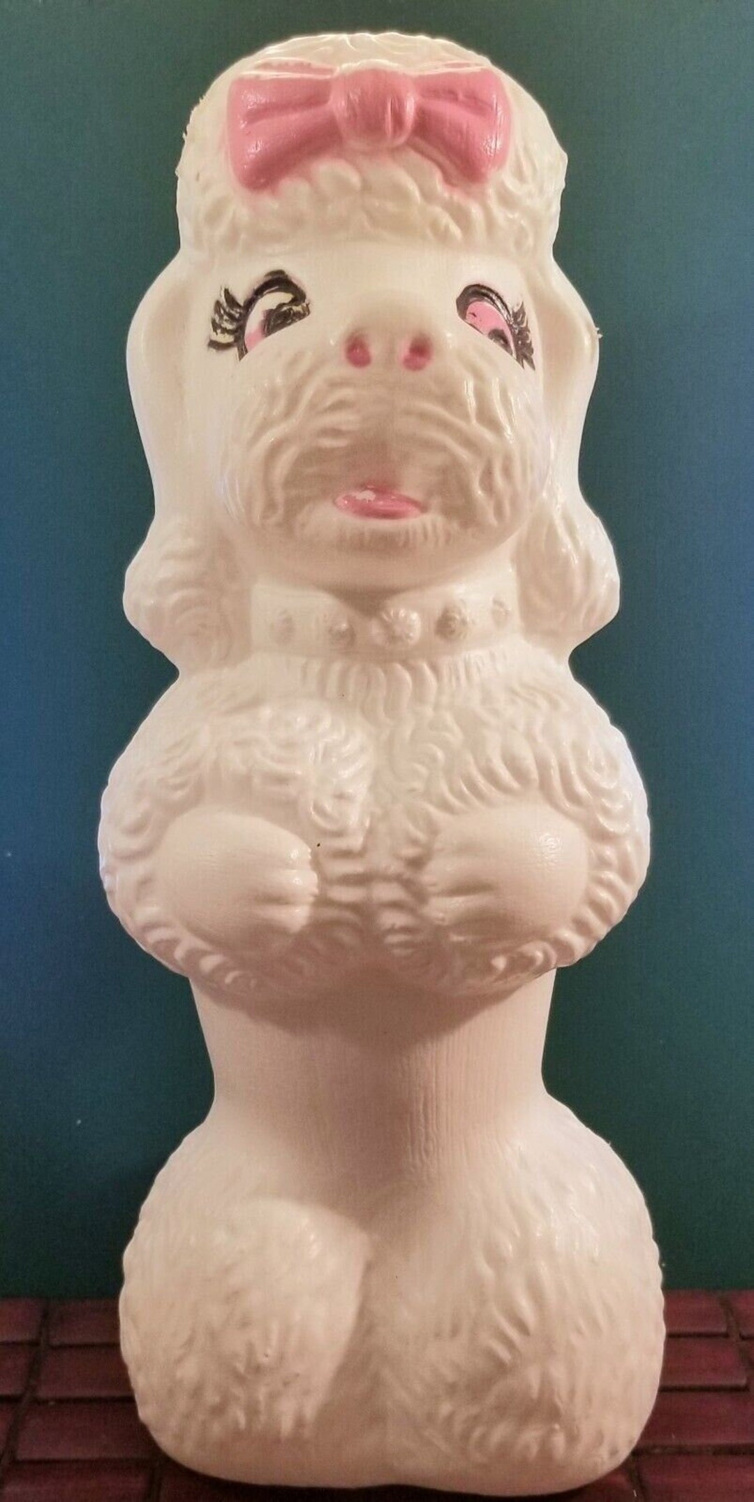 Vintage 1965 White & Pink Plastic Poodle Bank 16"x6.5"x5.5" - Etsy