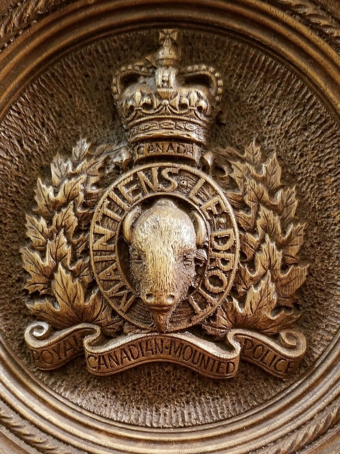 Vintage 1979 Royal Canadian Mounted Police RCMP Walnut Wood Wall Plaque ...