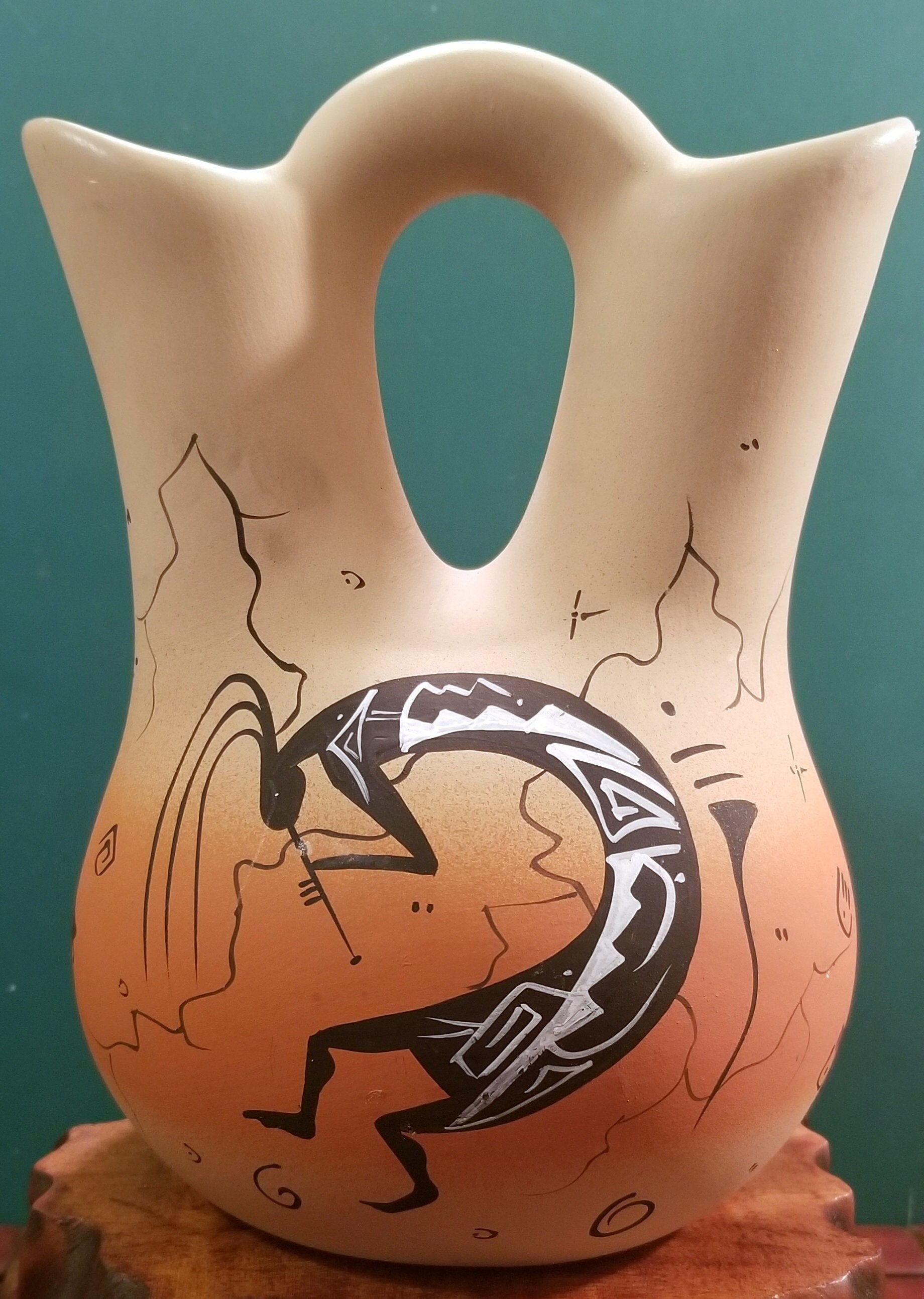 RT Dineh Diné Pottery Navajo Wedding Vase Featuring Kokopelli & Goat ...