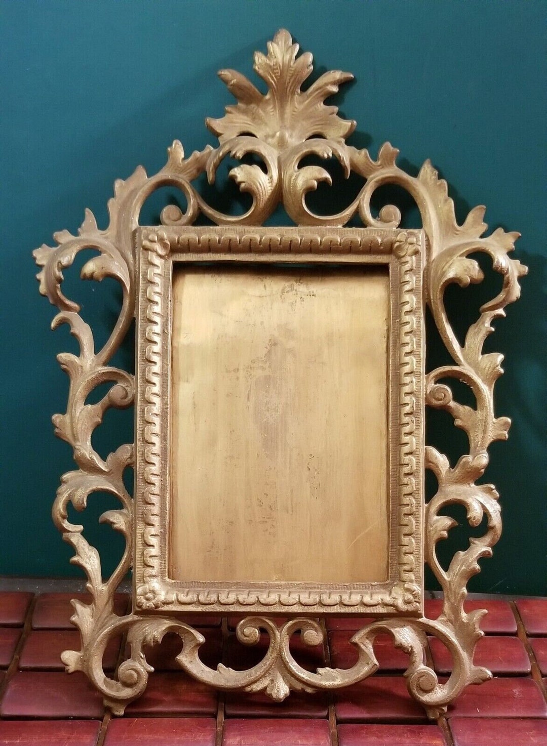 Antique Ornate Bronze Victorian Picture Frame Leaf & Vine Motif 11.75 ...
