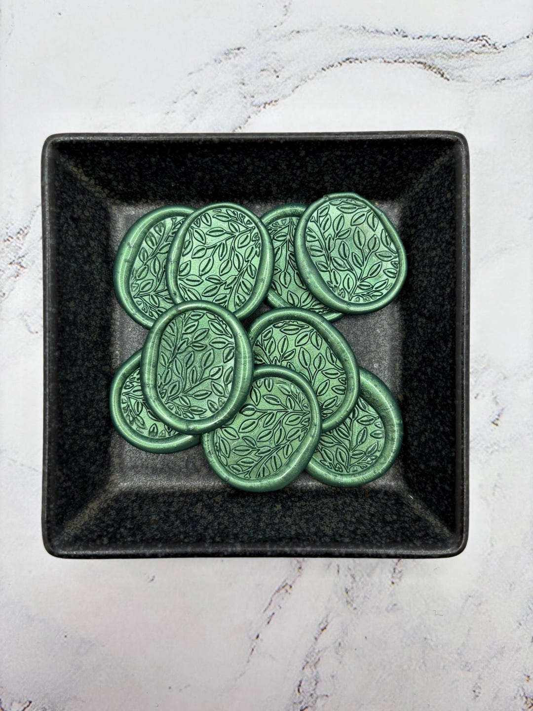 Set of 9 Green Oval Leaf Wax Seals - Etsy