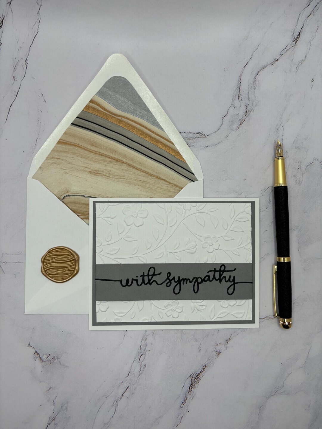 Floral Embossed Sympathy Card With Lined Envelope and Wax Seal - Etsy