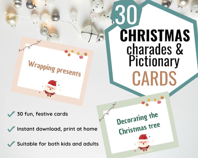 Christmas Charades and Pictionary Printable | Fun Christmas Party Game ...