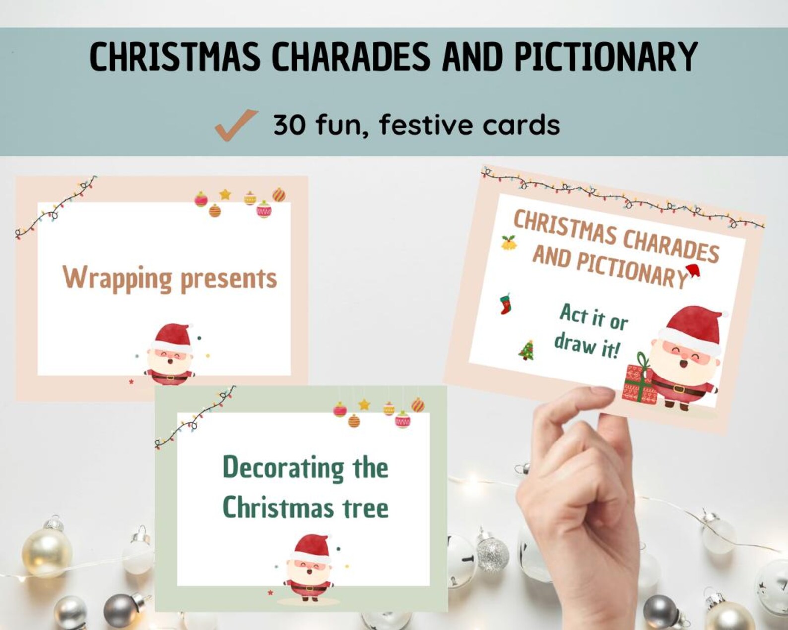 Christmas Charades and Pictionary Printable | Fun Christmas Party Game ...