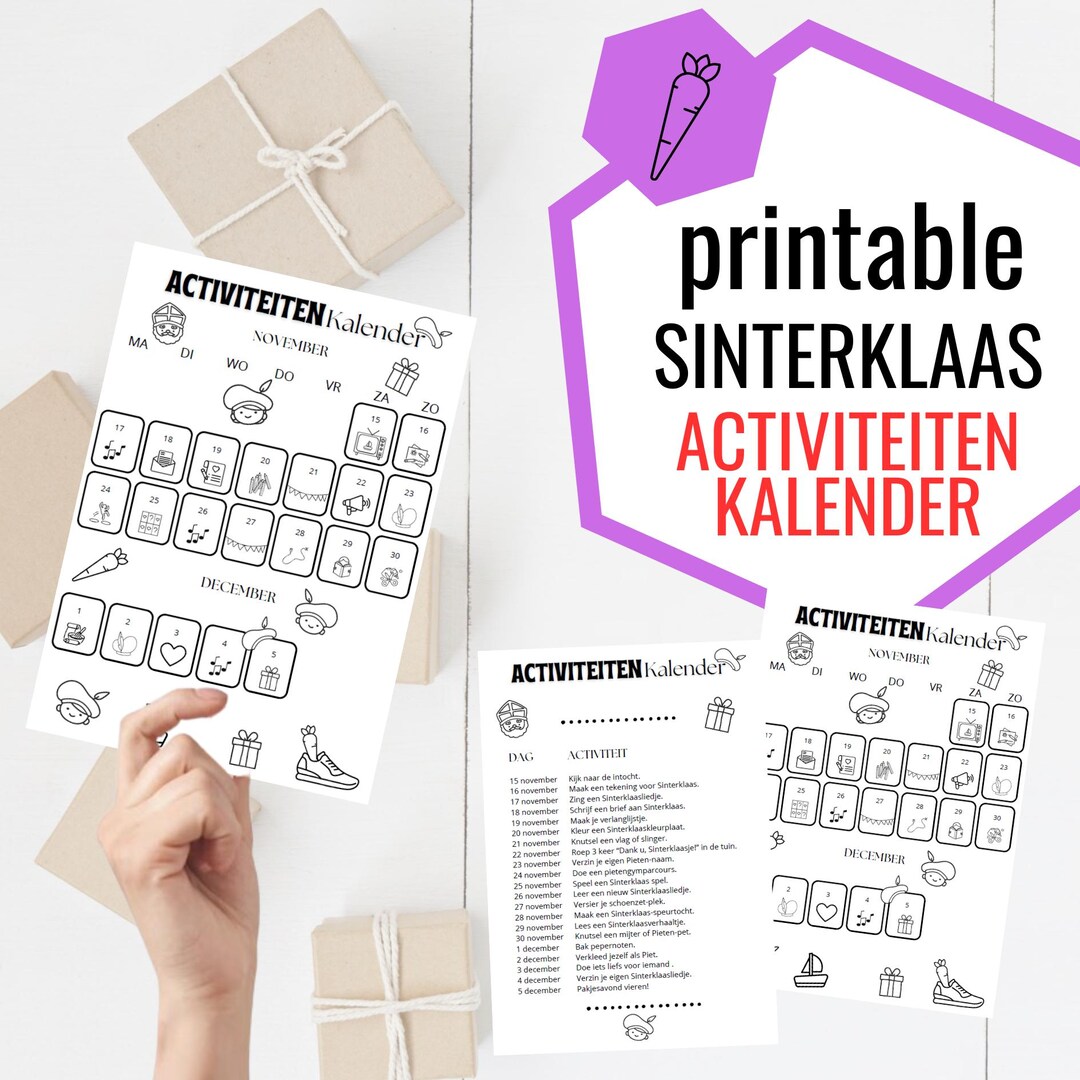 Sinterklaas Activity Calendar Printable – 21 Days Countdown Sinterklaas ...