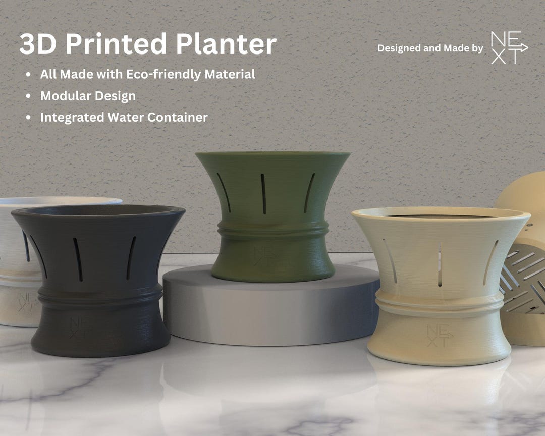 3D Printed Sustainable Planter With Draining Modular Design for Easy ...