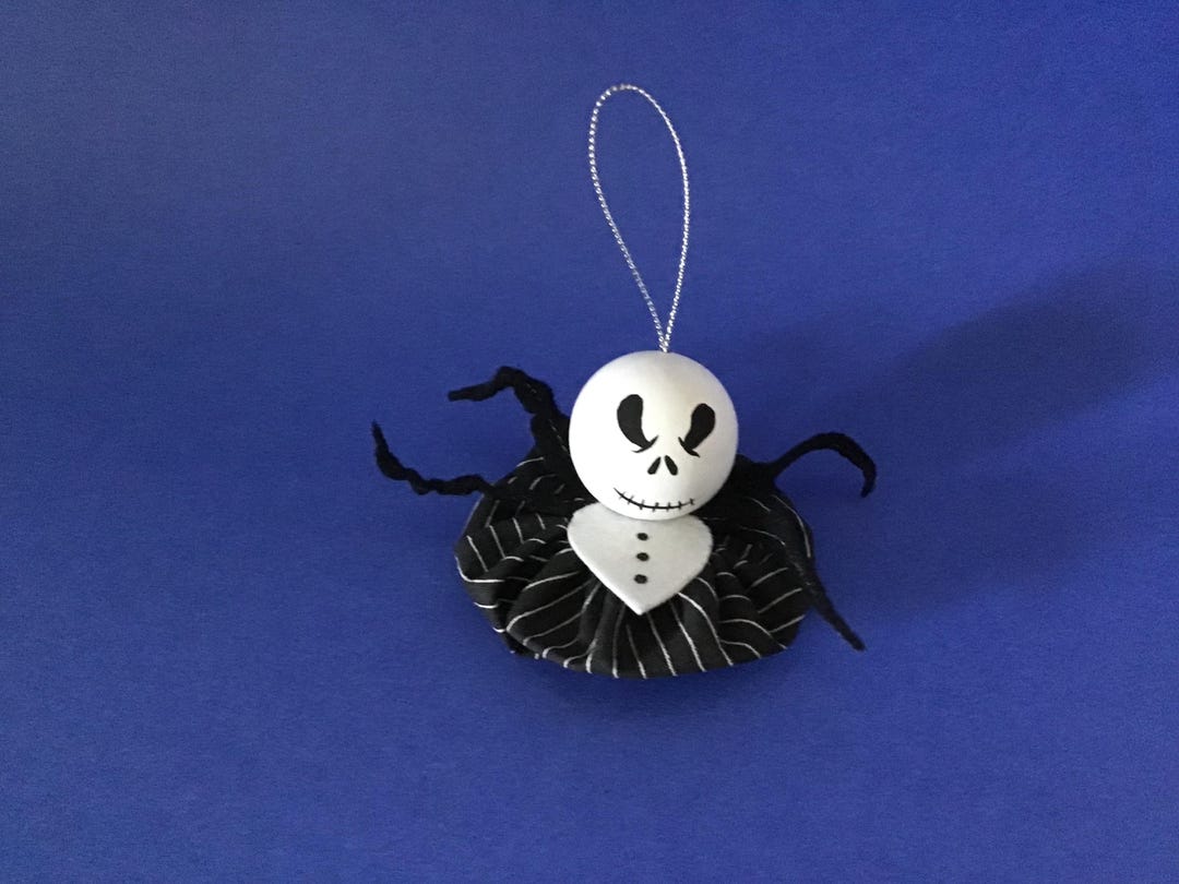 Jack Skeleton Ornament, Wooden Head Halloween Tree Decoration - Etsy