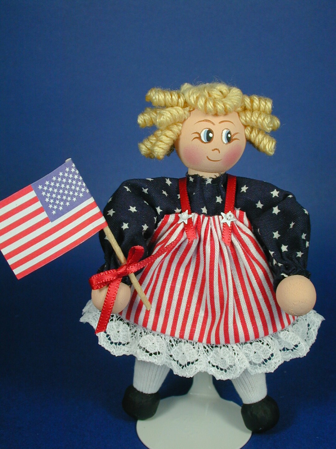Patriotic Girl Clothespin Doll Ornament, Memorial Day Hostess Gift ...