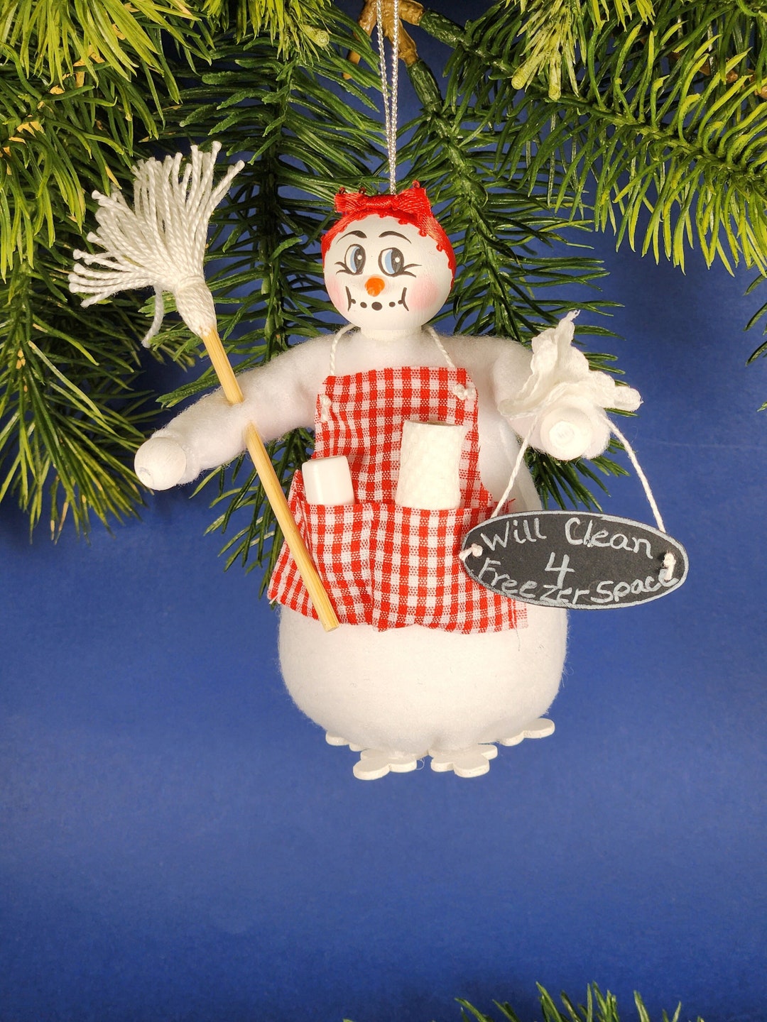 Snow Woman Clothespin Doll; Snowman Cleaning Lady Decoration; Will Work ...