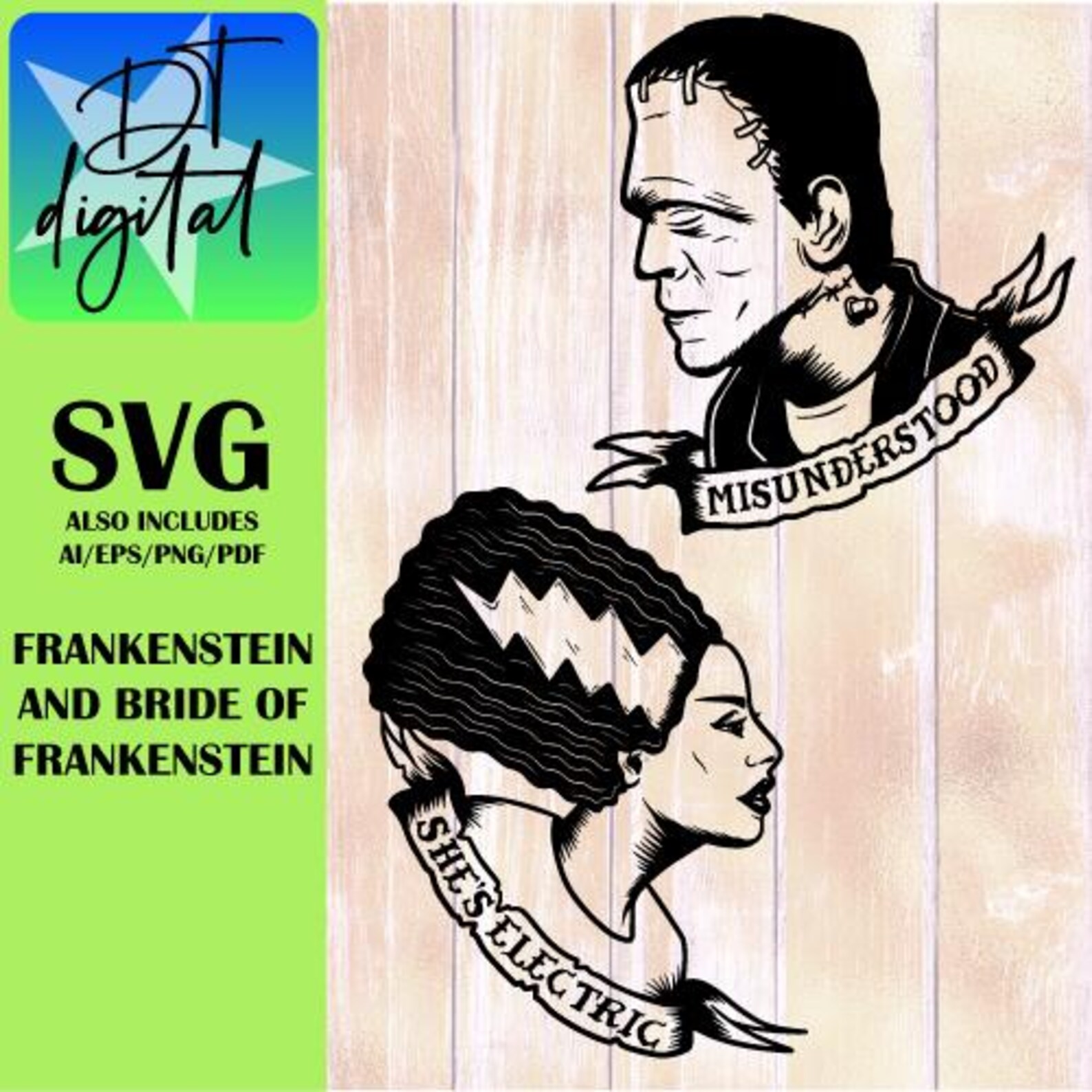 Bride of Frankenstein SVG | Frankenstein SVG | Halloween Svg | Horror ...