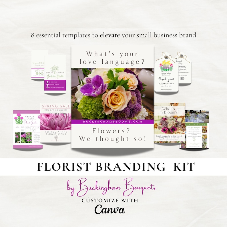 Florist Branding Kit Canva Templates | Editable Marketing Bundle ...