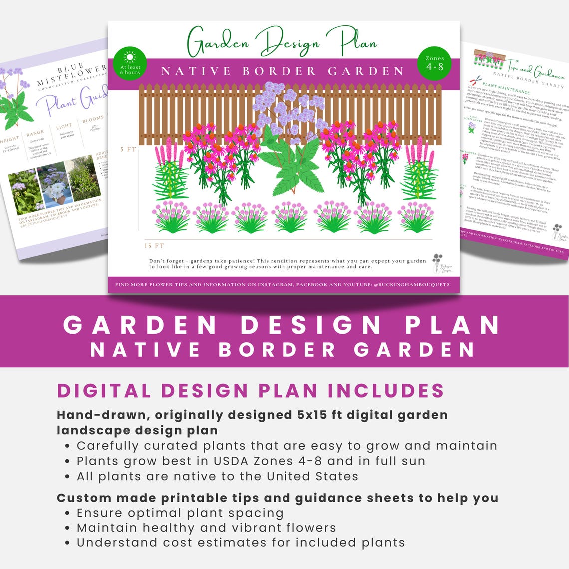 NATIVE BORDER GARDEN Design Landscape Plan - Easy Native Border Garden ...