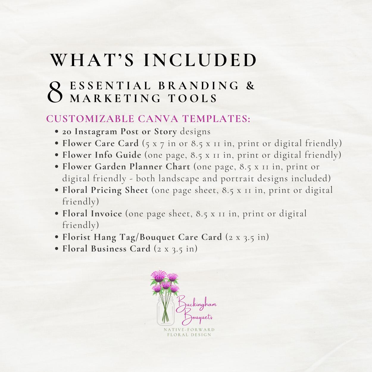 Florist Branding Kit Canva Templates | Editable Marketing Bundle ...