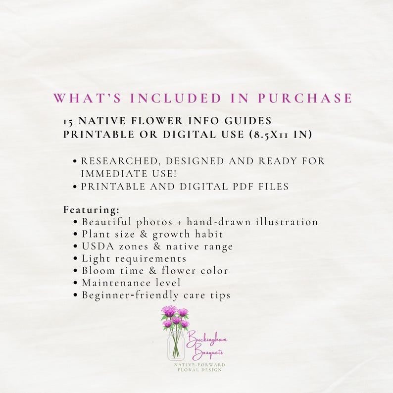 Native Flower Guide Bundle, 15 Printable Plant Info Sheets (digital ...
