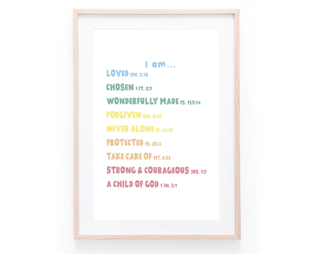 Christian Bible Affirmations for Kids, Sunday School Kids Room ...
