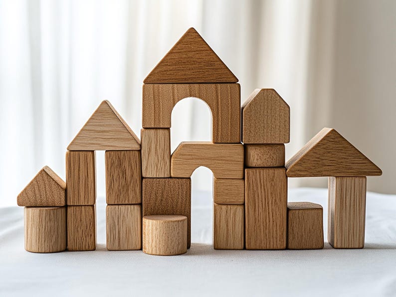 Wooden Blocks Set, Natural Wooden Blocks, Educational Wooden Blocks ...