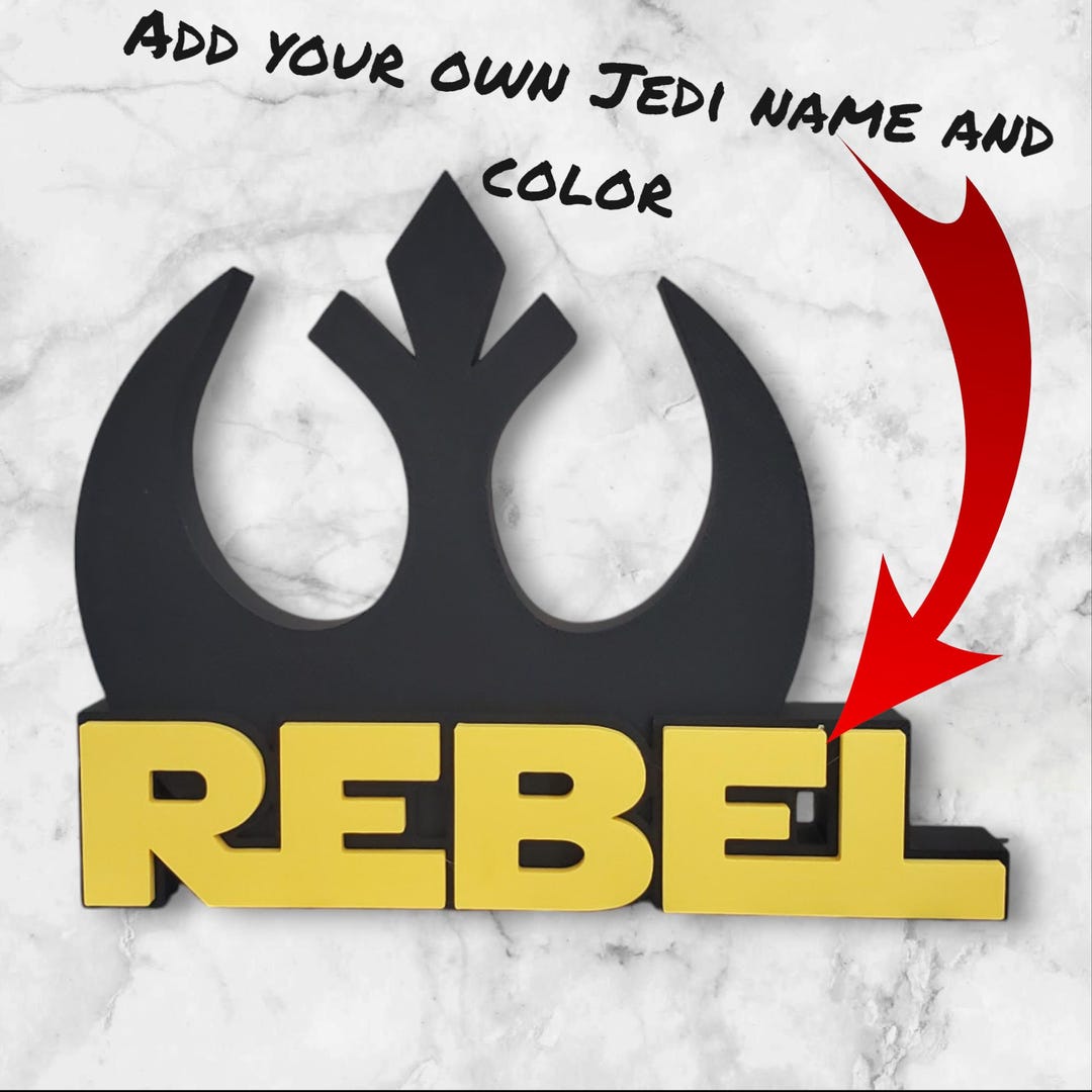 Custom 3d-printed Rebel Alliance Logo Name Sign | Personalized Wall ...