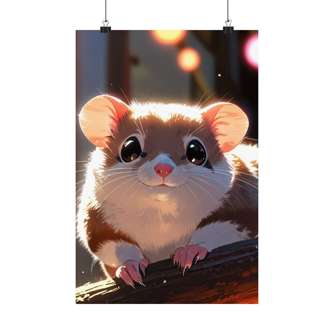 Poster Anime Style Baby Sugar Glider Pet Happy Big Eyes Nature Inspired ...