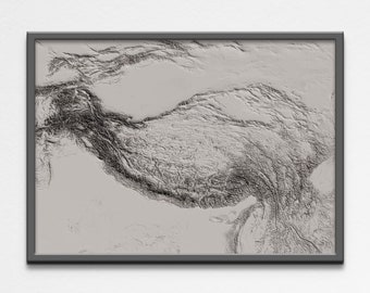 2D Printable Shaded Relief Grand Canyon Poster | Grand Canyon Elevation ...