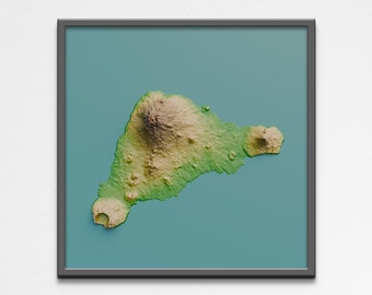 2D Printable Shaded Relief Hawaii Map Poster | Hawaiian Islands ...
