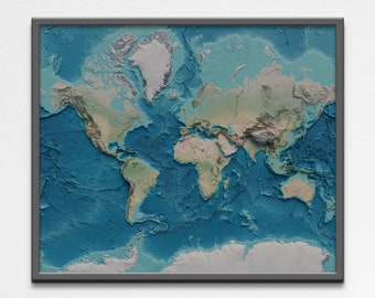 2D Printable Shaded Relief Middle East Map Poster | Middle East ...
