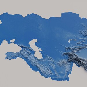 2D Printable Shaded Relief Mongol Empire Poster | Historical Mongol ...