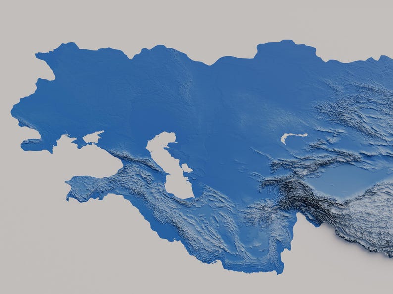 2D Printable Shaded Relief Mongol Empire Poster | Historical Mongol ...