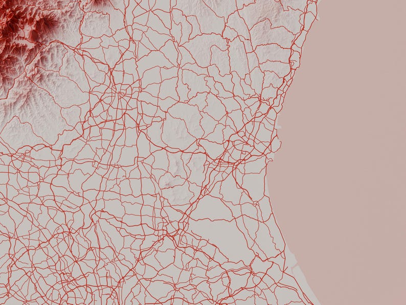 2D Printable Shaded Relief Greater Tokyo Map Poster | Tokyo Japan ...