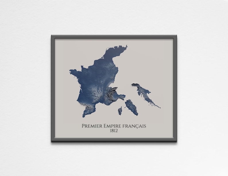 2D Printable Shaded Relief First French Empire Poster | Historical ...