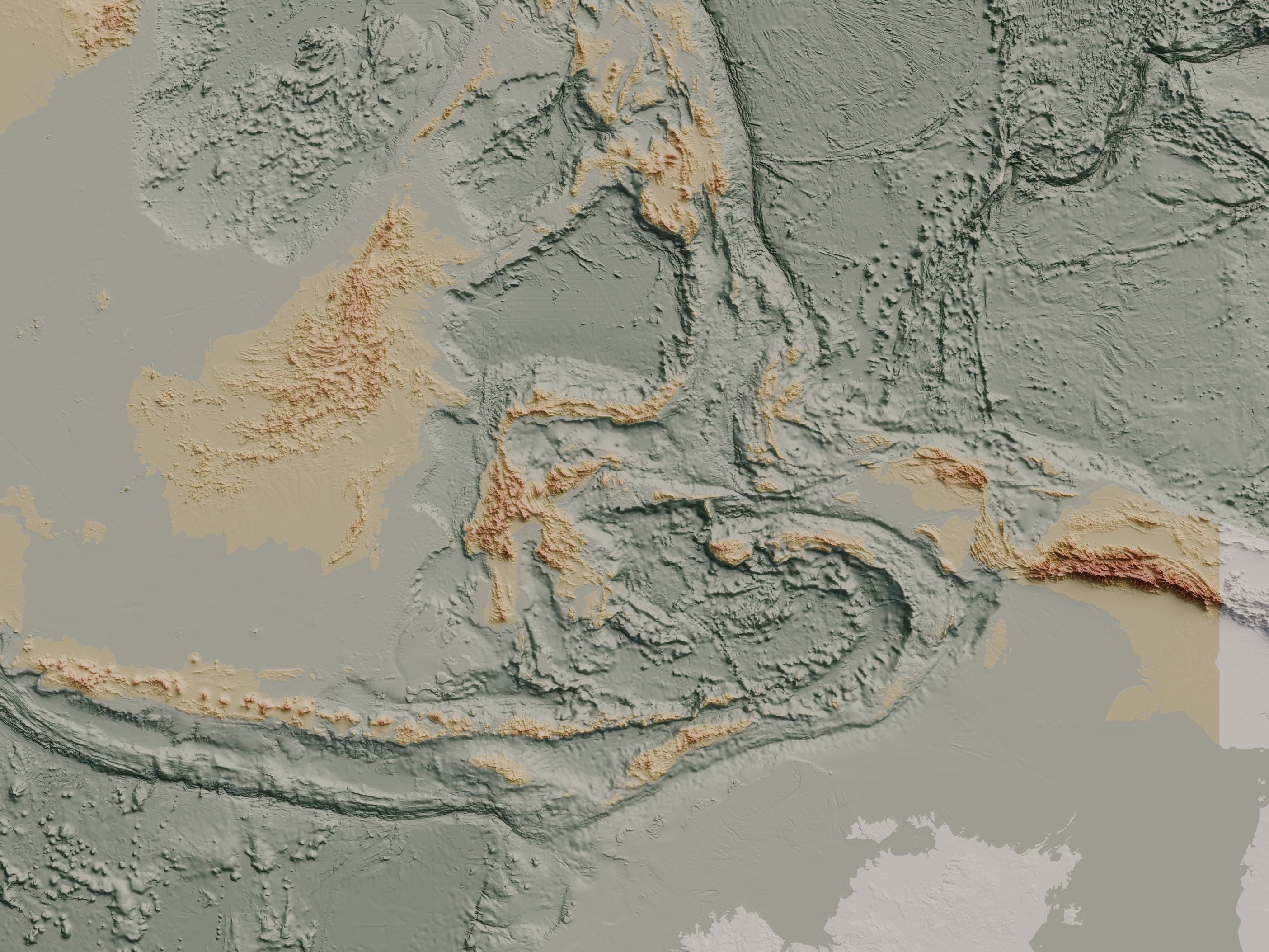 2D Printable Shaded Relief Southeast Asia Map Poster | Southeast Asia ...